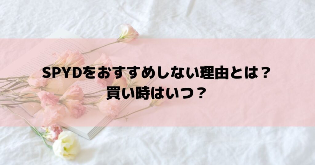 SPYDをおすすめしない理由とは？買い時はいつ？ - MoneyHub